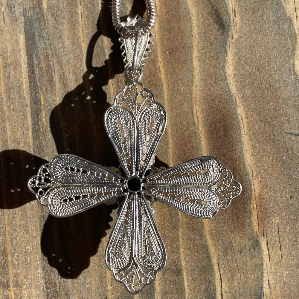 Vintage Silver Filigree Victorian Cross - Gem